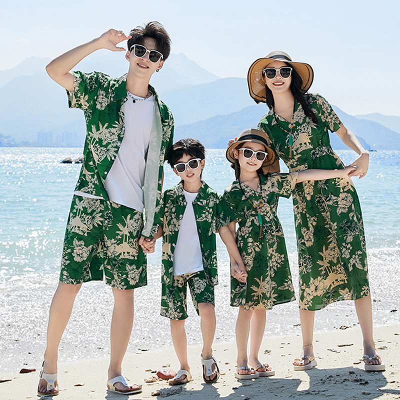 Parent-child Wear Family Three Father-Son Beach Shirt Family Suit Sanya ...