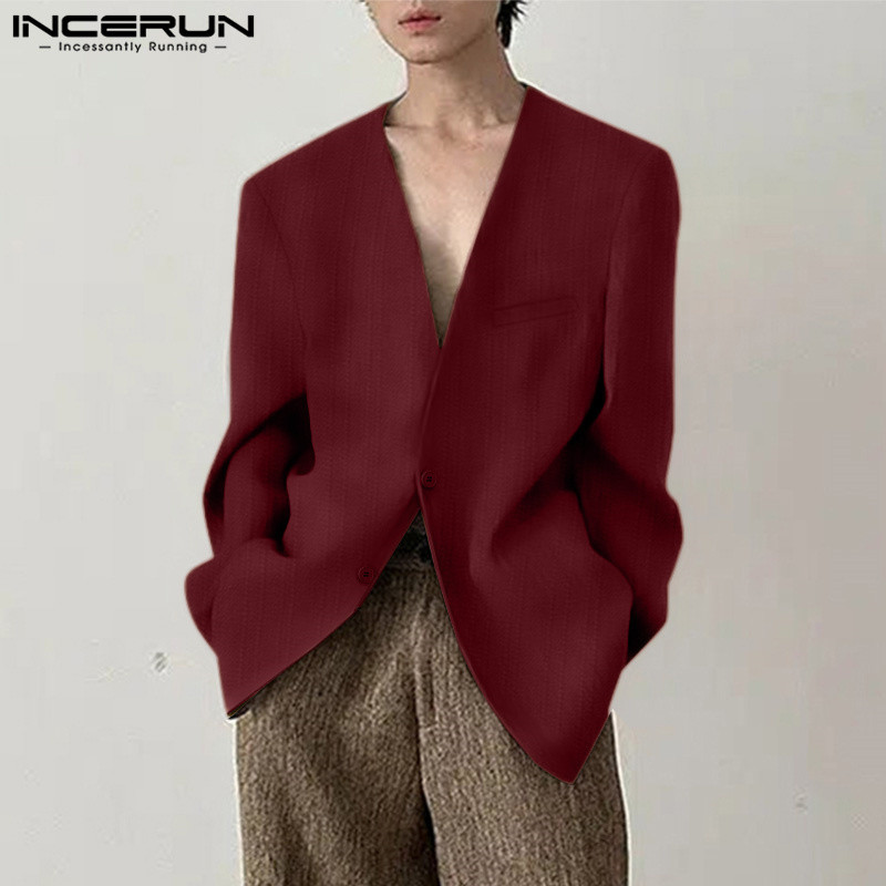 INCERUN Men's Pure Color Mixed Color Casual Suit | Shopee Philippines