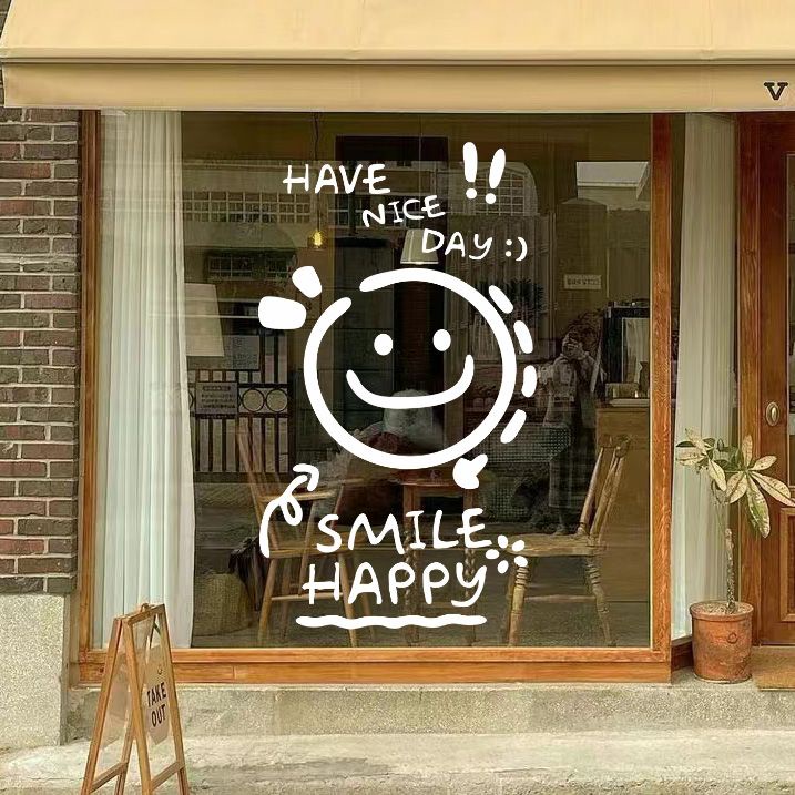 Glass Sticker HAVENICEDAY Clothing Milk Tea Coffee Shop Window Glass ...