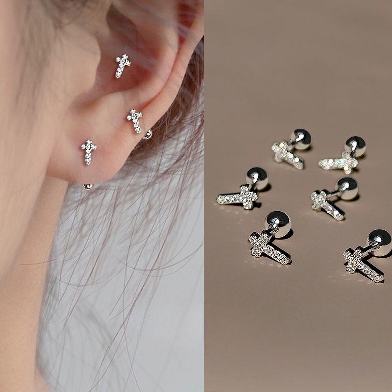 Cross Zircon Stud Earings for Women Hypoallergenic Hikaw for Woman ...