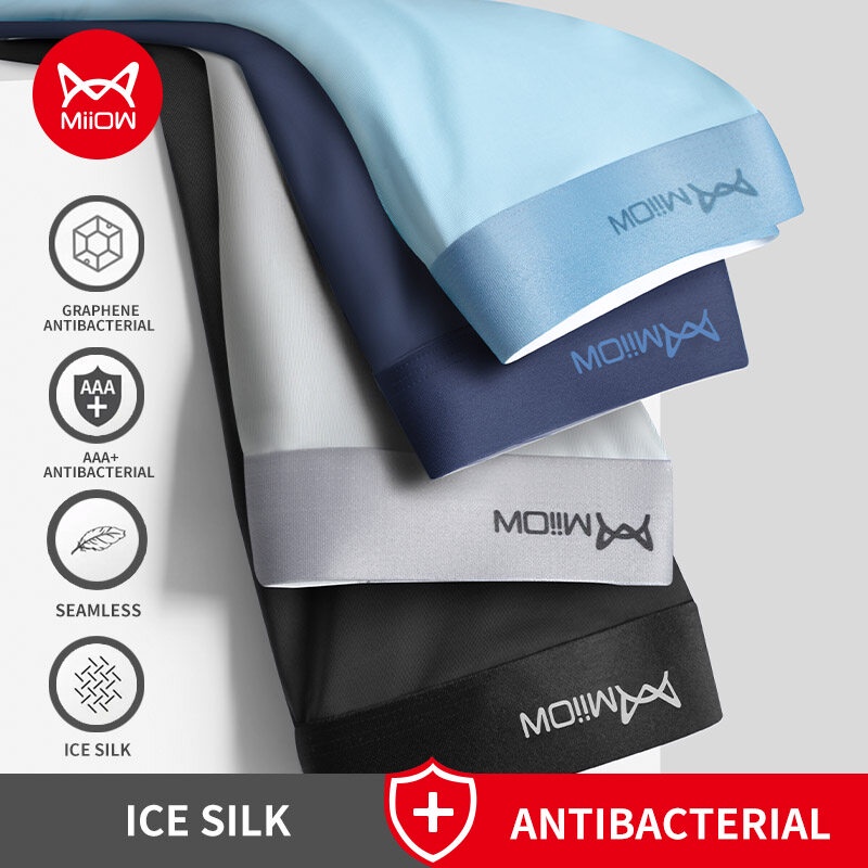 MiiOW 4Pcs Lot Men Boxer Shorts Graphene Antibacterial Ice Silk ...