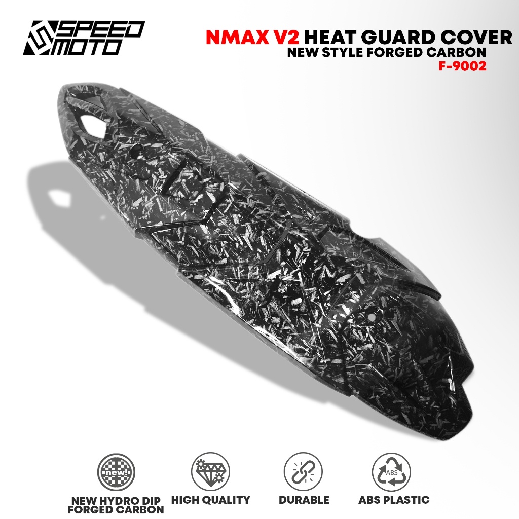 YAMAHA NMAX V2 V2.1 MUFFLER COVER HYDRO DIP FORGED CARBON HEAT GUARD ...