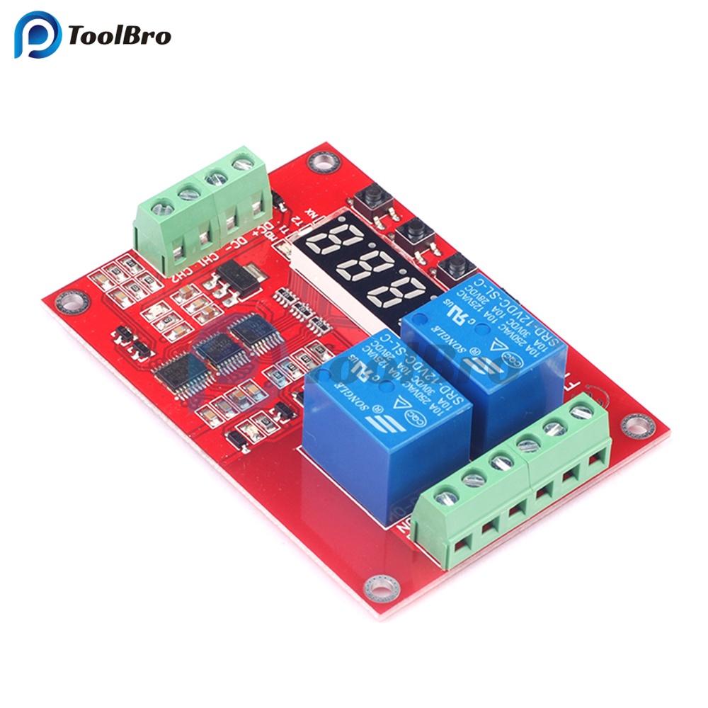FRM02 Multi-Function Time Delay Relay Module 2 Channel Digital Timer Control Switch Cycle Delay ...