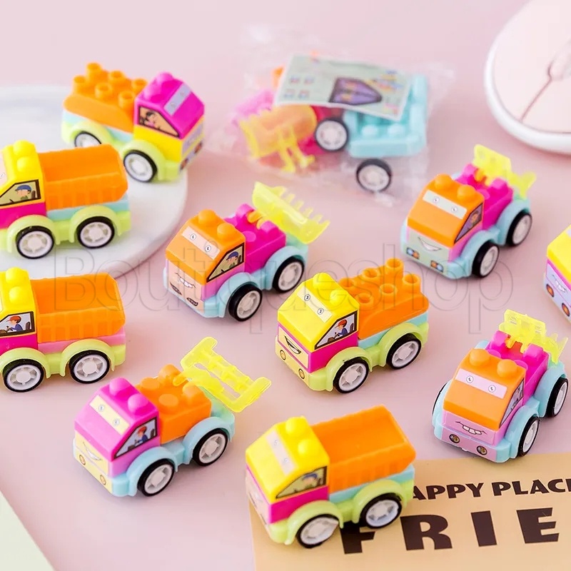 Creative Puzzle Building Block Cars Toy / Mini Cartoon Bus Truck Kids ...