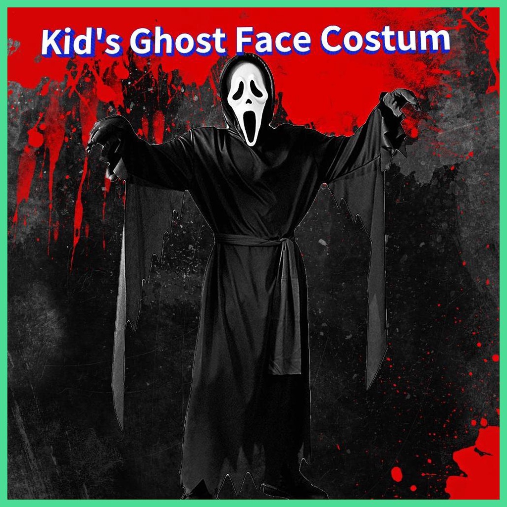 Halloween Scary Ghost Face Costume for Kids Scream Masque Costume ...
