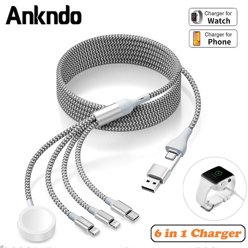 Ankndo 6 in 1 Phone Watch Charger USB + Type-C Charger Android Charging ...