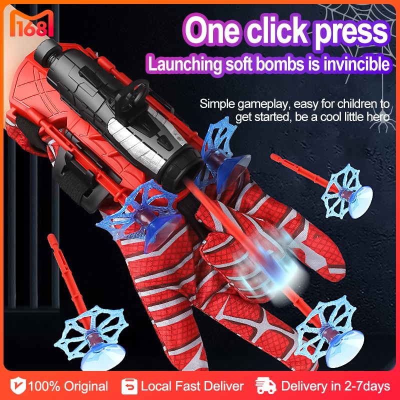 Spider Silk Launcher Toy Spider-Man Glove Web Shooter Soft Bullet ...