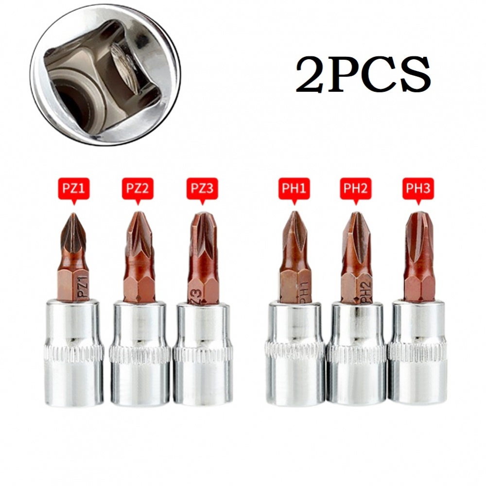 Powerful Socket Drive Wrench Bits 2PCS PH1 PH2 PH3 PZ1 PZ2 PZ3 1/4 inch Shank | Shopee Philippines