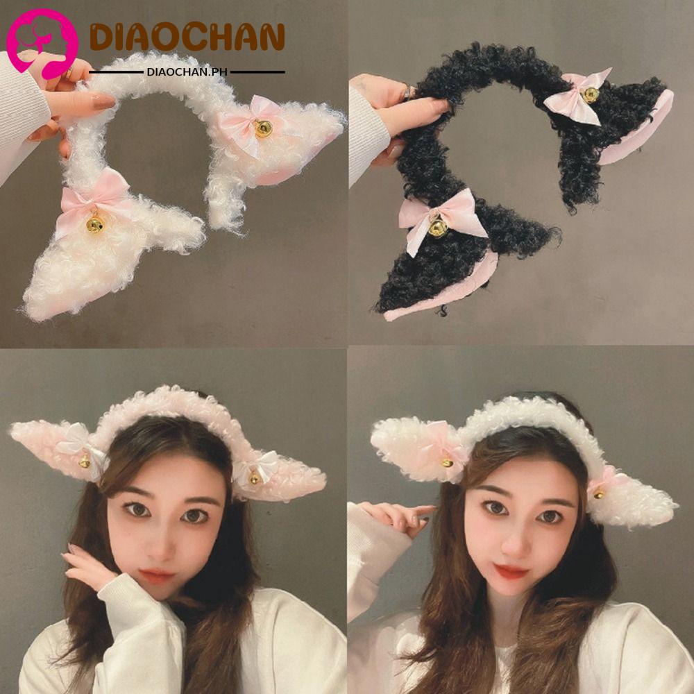 DIACHAPH Sheep Ears Headband, Plush Simulation Bowknot Head Hoop, Cute ...
