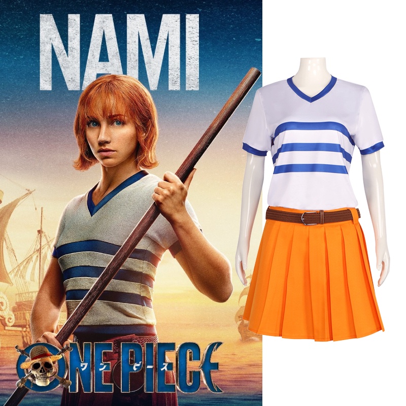 One Piece Anime Nami Cosplay Costume Nami Uniform Shirt Skirt Nami Wig ...