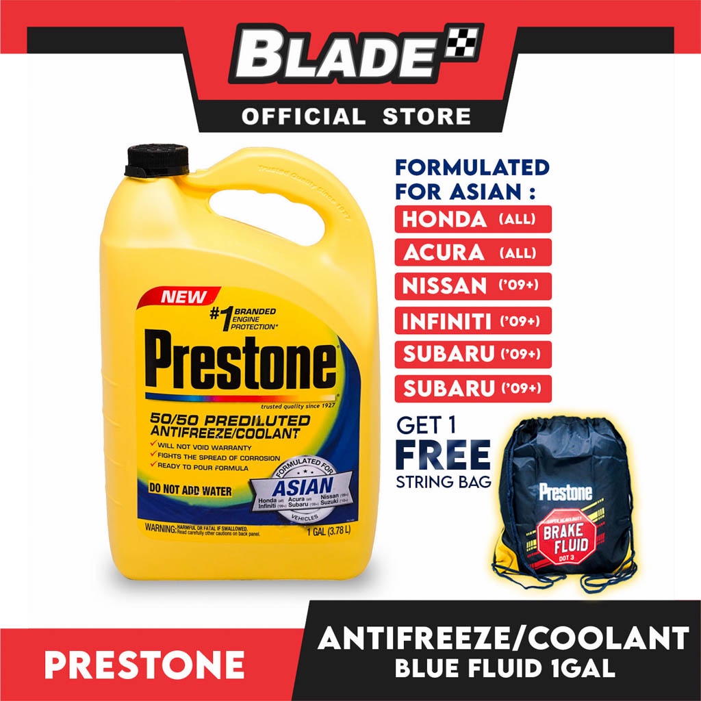 Prestone 50/50 Prediluted Antifreeze/Coolant (Blue) 1 Gallon for Asian ...