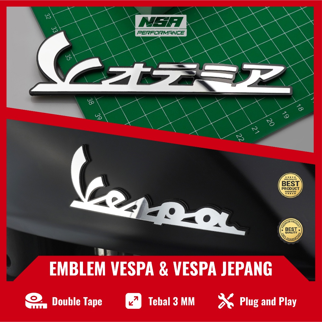 Nsa Vespa Emblem 1SET 3D Embossed Vespa Sticker 3D Vespa Logo Japan ...