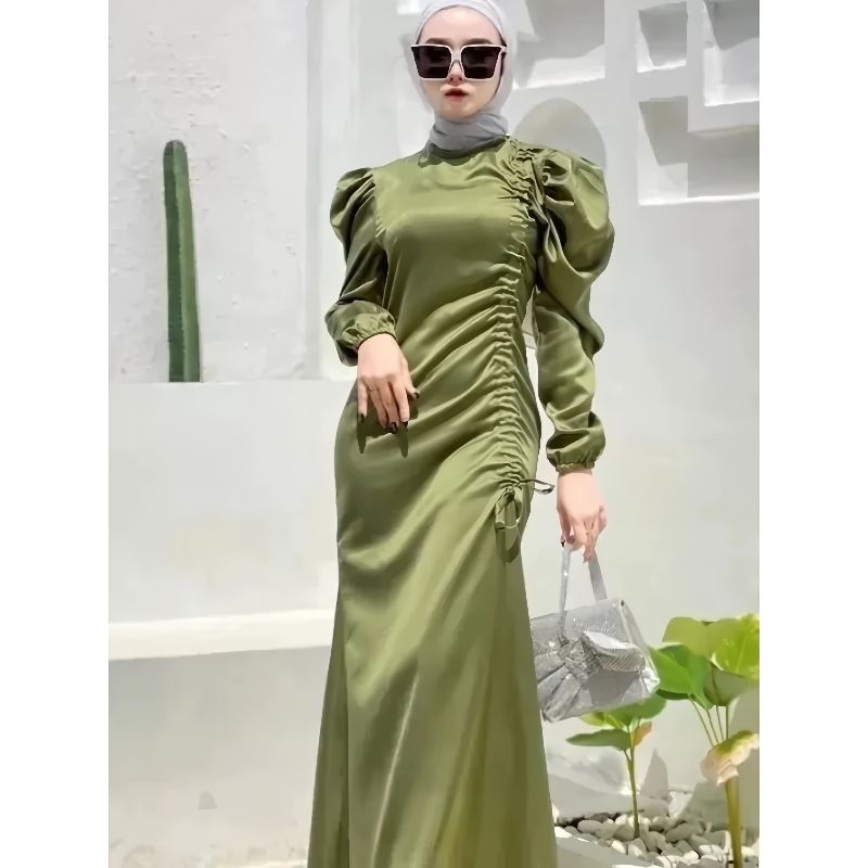 NEW NEW | MIMOSA DRESS SILK SATIN LATEST VIRAL DRAWN GAMIS | LATEST ...