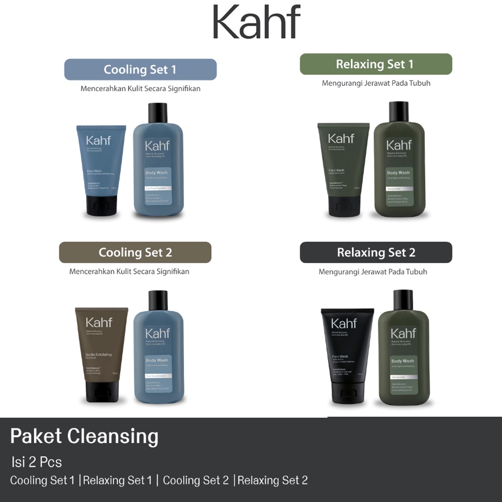Kahf Cleansing Package 2in1 [Face Wash 100ml+BodyWash 200ml] | Shopee ...