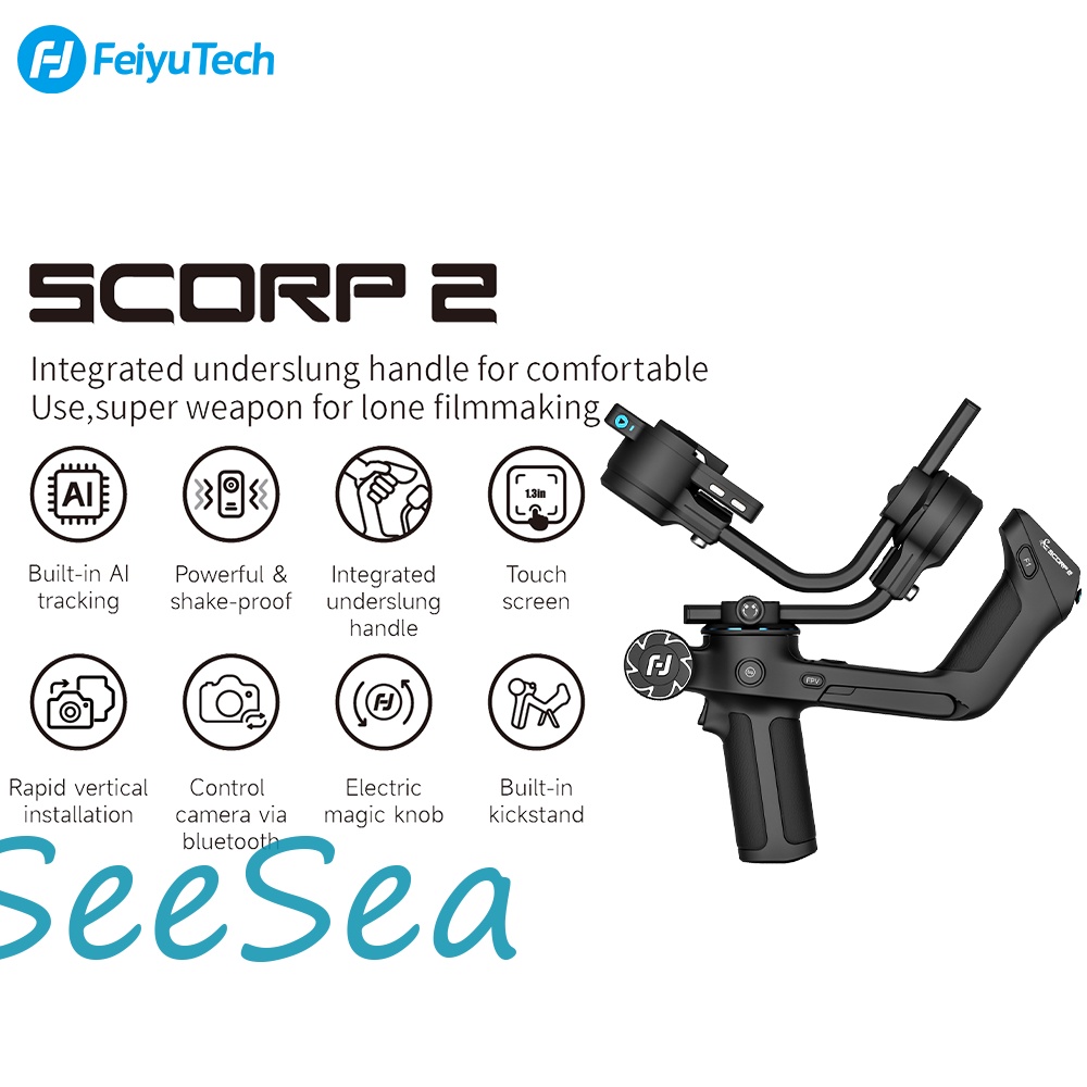 【Mark 2】FeiyuTech SCORP 2 Camera Gimbal Stabilizer Built-in AI Tracker Upgrade Joystick Touch ...