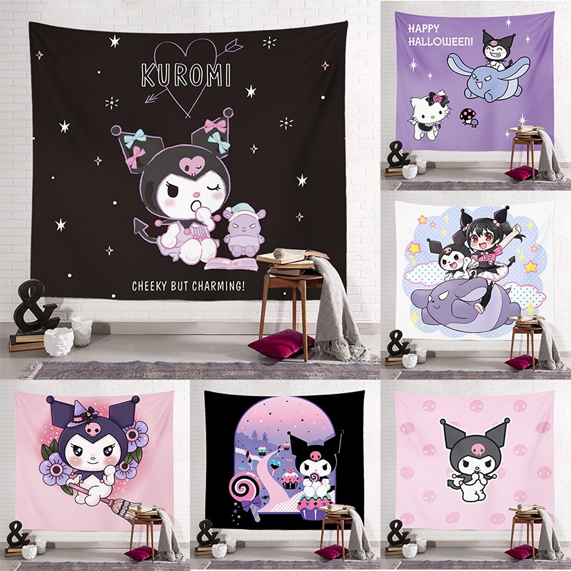 Ins Hanging Cloth Sanrio KUROMI backdrop Tapestry Background Fabric ...