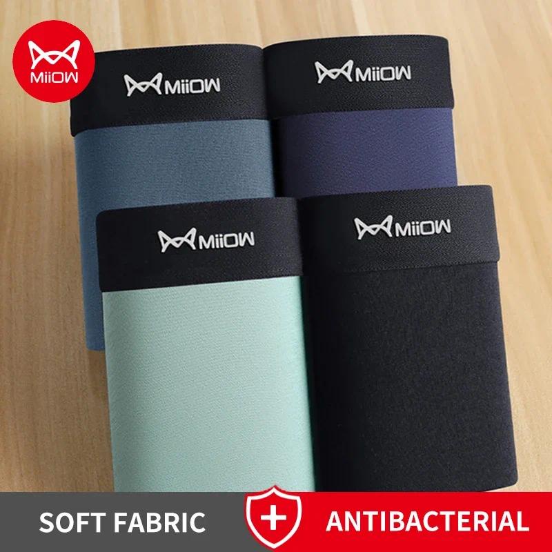 MiiOW 3Pcs Ice Silk Men's Boxer Briefs 100% Cotton Crotch Man Underwear Boxer L-5XL ...