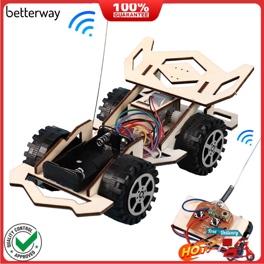 COD Kid Wooden DIY Assembly 4-CH Electric RC Racing Car Model Science ...