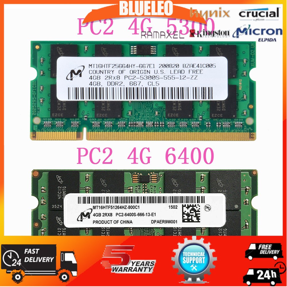 [Ready Stock] RAM MIcron 4GB 2Rx8 PC2 5300S 6400S DDR2 667Mhz 800Mhz SO ...