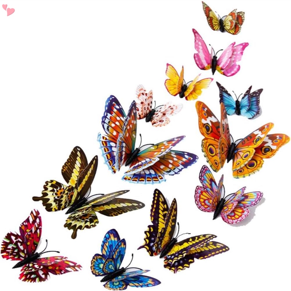 3D Butterfly Wall Decor,12pcs Double Wings Butterfly Decorations ...