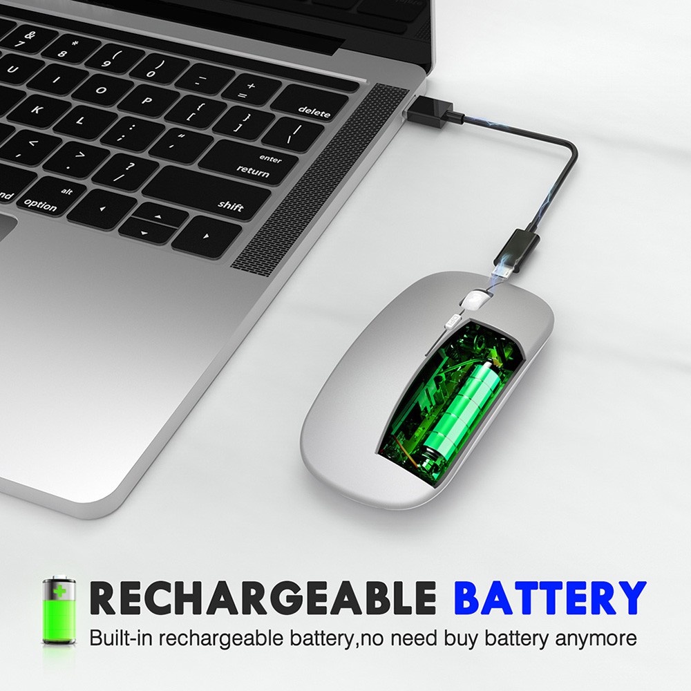 Bluetooth+2.4G+RGB Light Wireless Mouse Rechargeable Mice Ultra-Thin ...