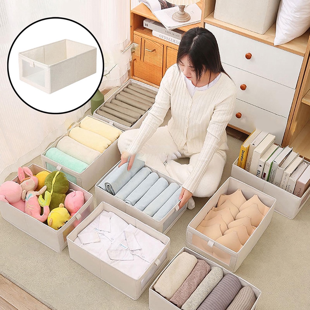 Linen Storage Bins Clothes Organizer Storage Box Foldable Drawer ...