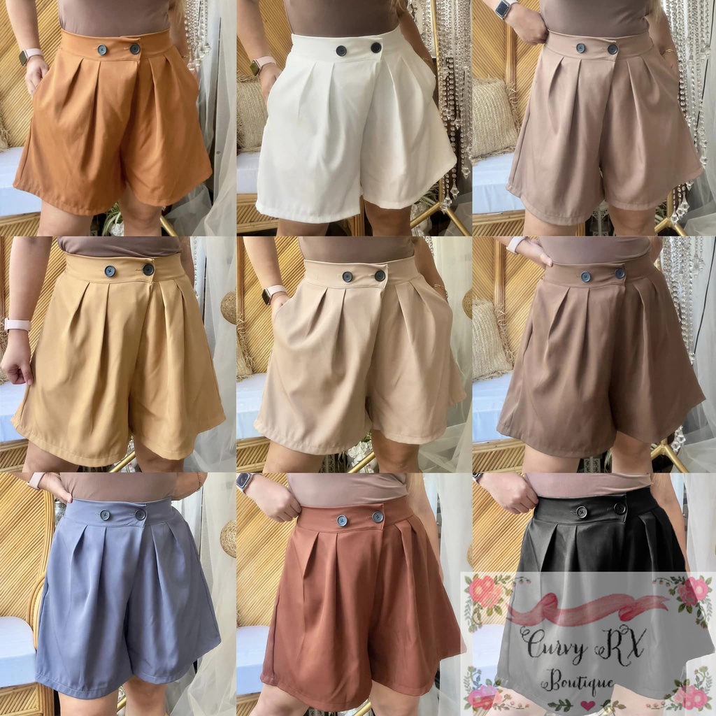 Plus Size High Waist Beryl Trouser Shorts with 2 Side Pockets and ...