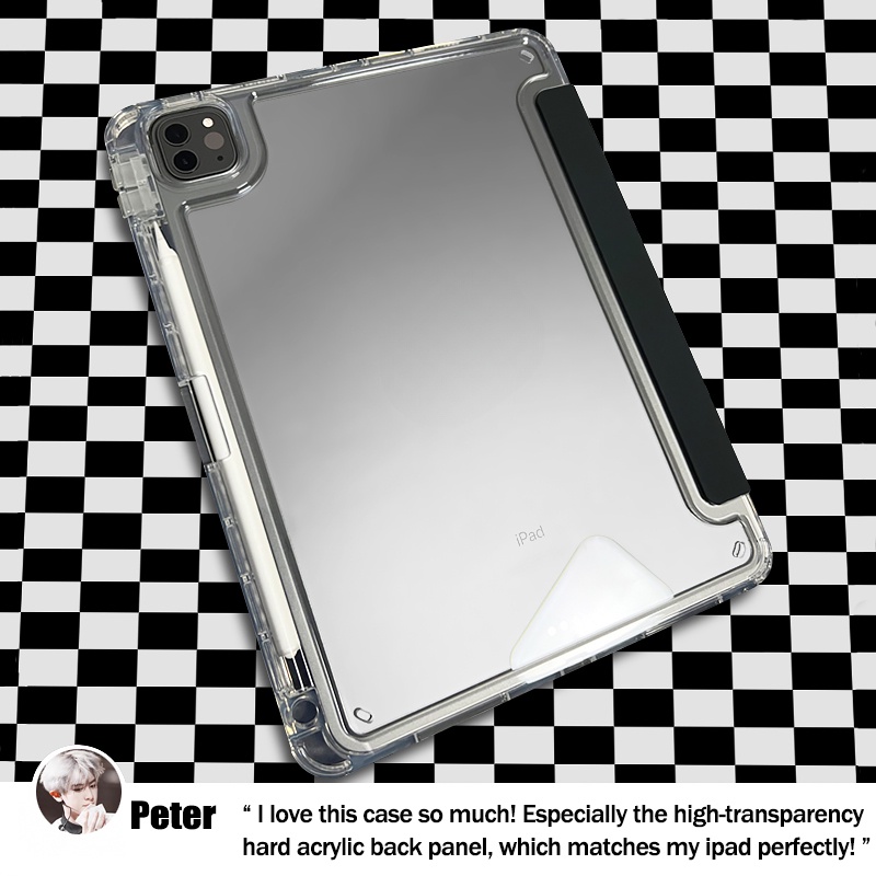 Transparent Acrylic Hard Tri-fold Tablet Case With Pen Slot For iPad ...