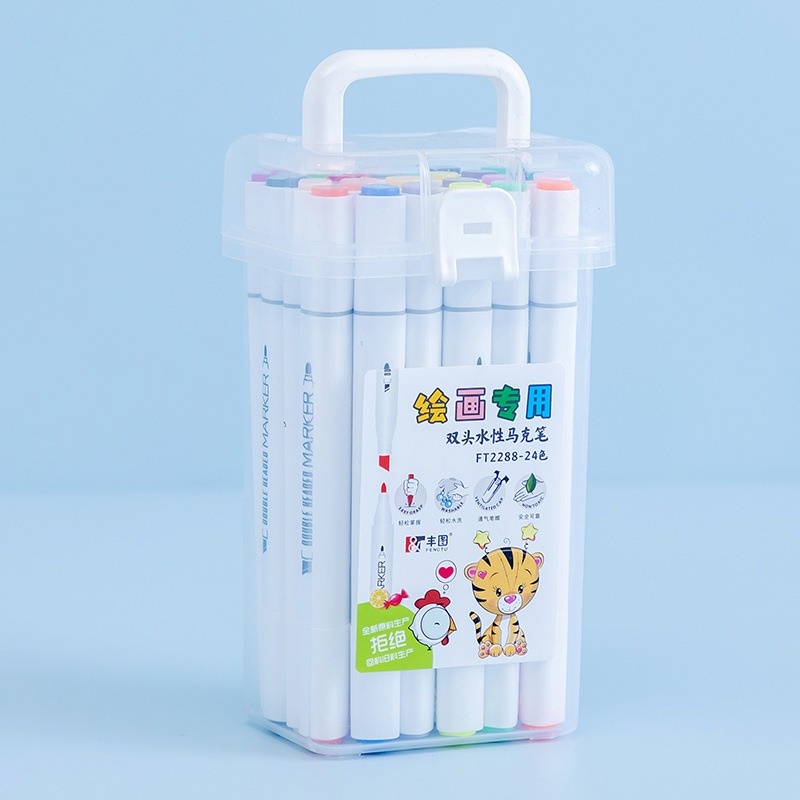 OSM 24 Colors Acrylic Triangle Marker Two Head Water Based Liquid Color ...