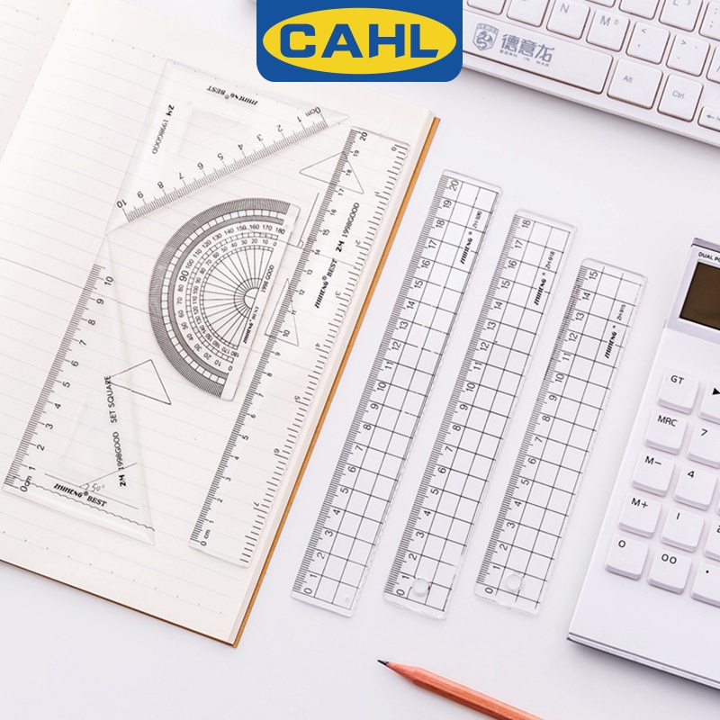 Plastic Clear Ruler Math Set Includes Protractor, Triangle Rulers ...