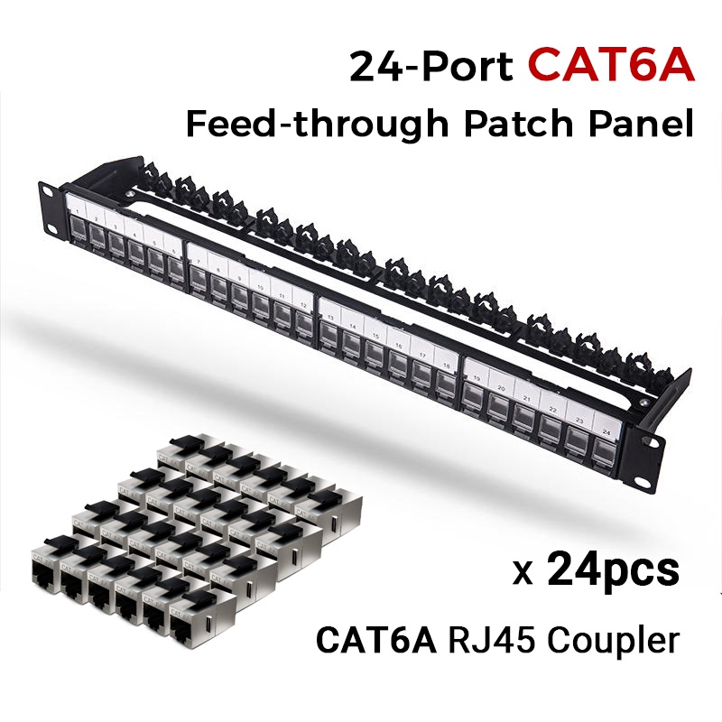 ZoeRax Rackmount or Wall Mount 24-Port Shielded RJ45 Patch Panel with ...