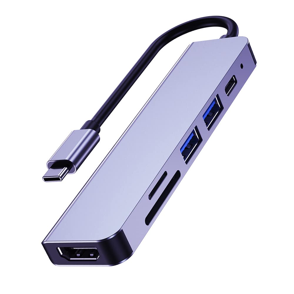 USB C Type-C 6 In 1 Hub 6 Ports USB 3.0 4K HD TF Card SD Card Micro ...