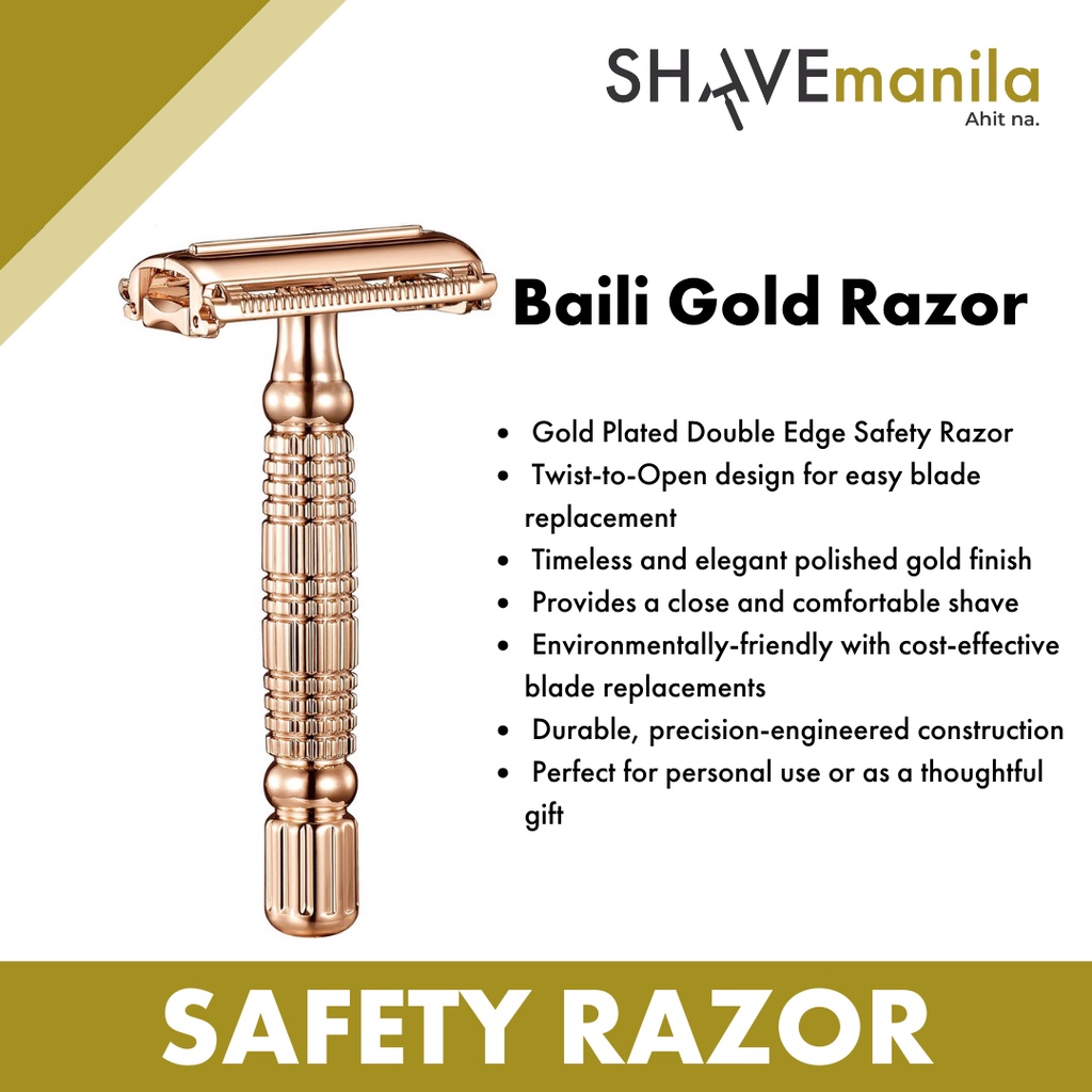 Baili Gold Twist To Open Double Edge Safety Razor (Gold) | Shopee ...