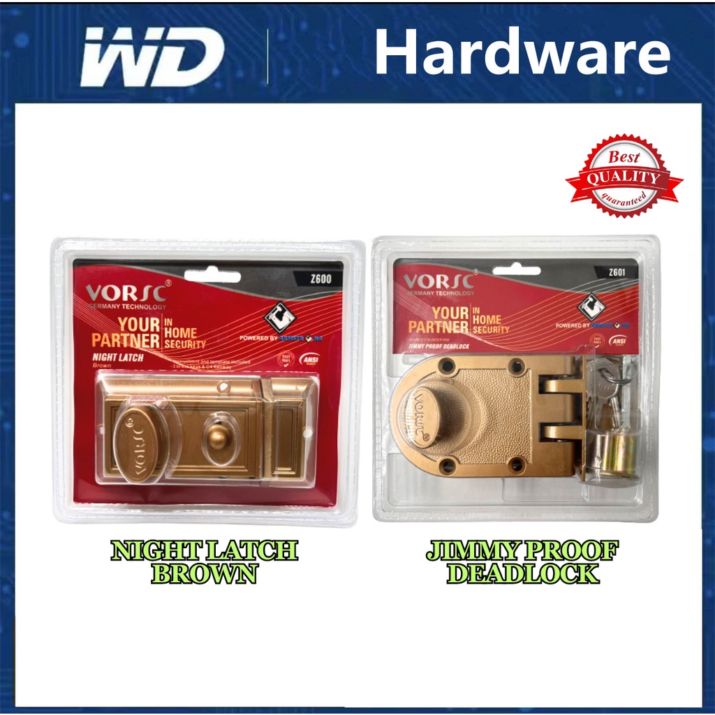 VORSC NIGHT LATCH BROWN , JIMMY PROOF DEADLOCK DOOR LOCK | Shopee ...