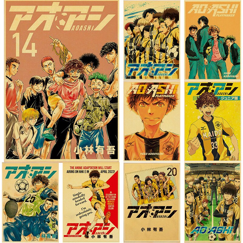 Retro Kraft Paper Aesthetic Art Wall Painting AOASHI ANIME Posters ...