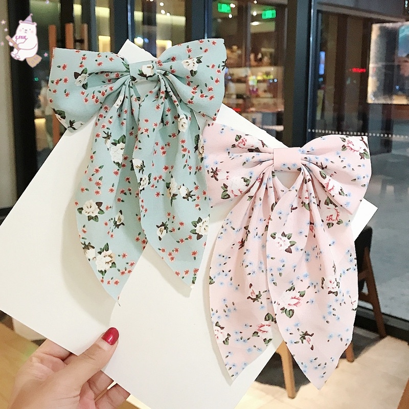 Korean Temperament Little Fresh Bowknot Ribbon Floral Bow Hairpin ...