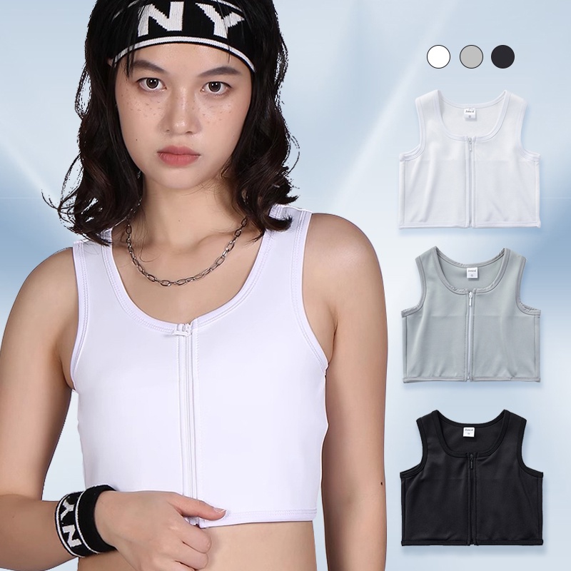 Front Zipper Bandage Chest Binder Short Breathable Breast Binder Flat