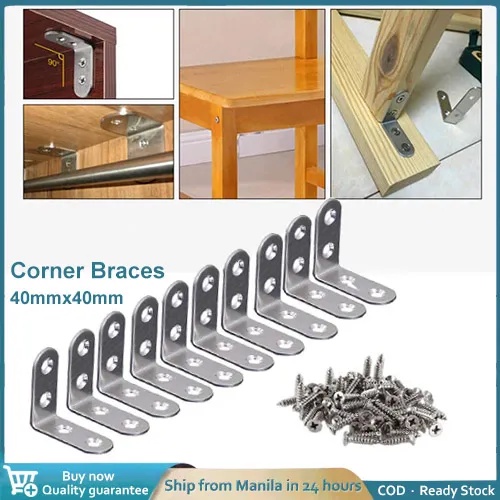10Pcs Right Angle Bracket Corner Brace Stainless Steel L Shape ...