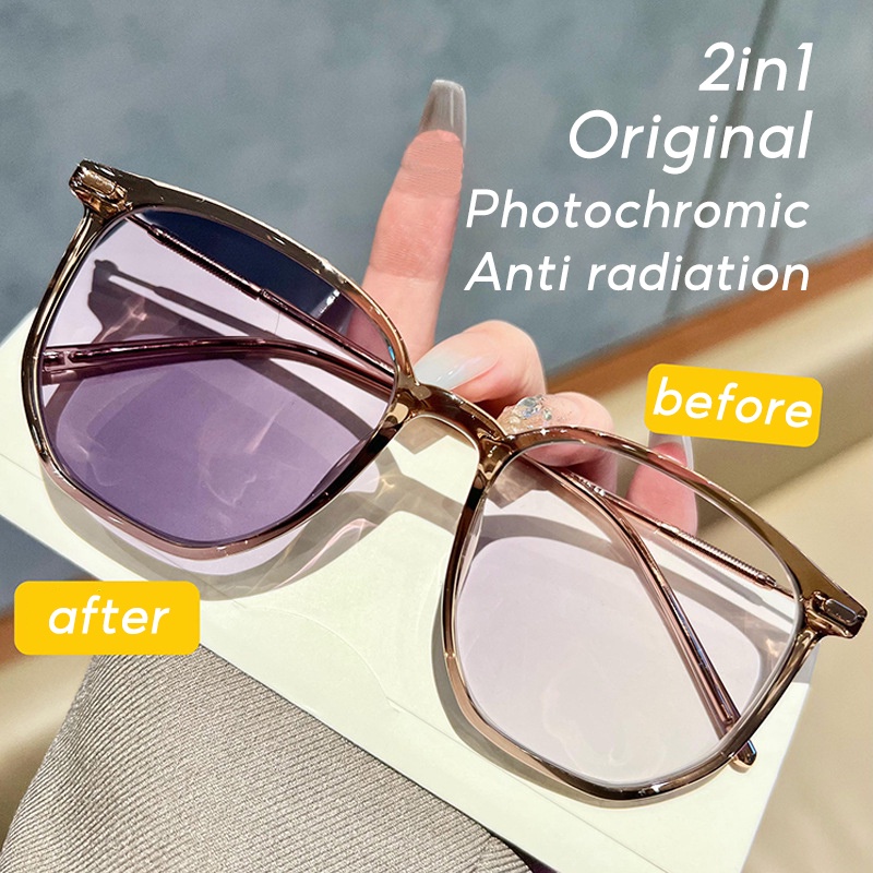 Fashion photochromic anti radiation Grade transition eyeglasses （0°~400 ...