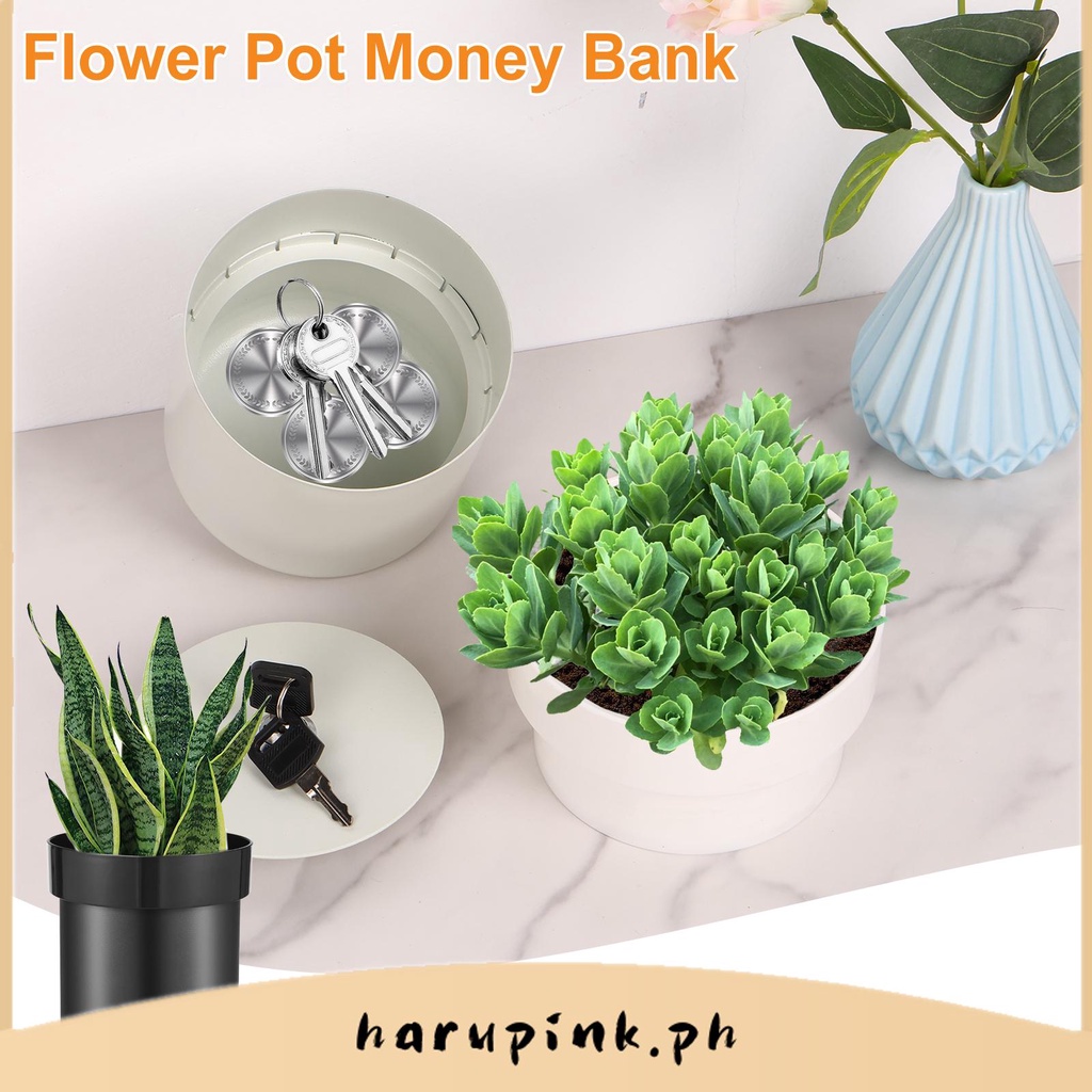 Flower Pot Safe Box 2 Layer Lockable Hidden Flower Pot Box with 2 Keys ...
