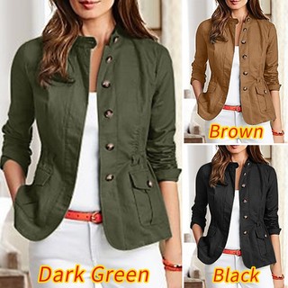 ZANZEA Women Vintage Fashion Detachable Button Stand-Up Collar Jackets ...
