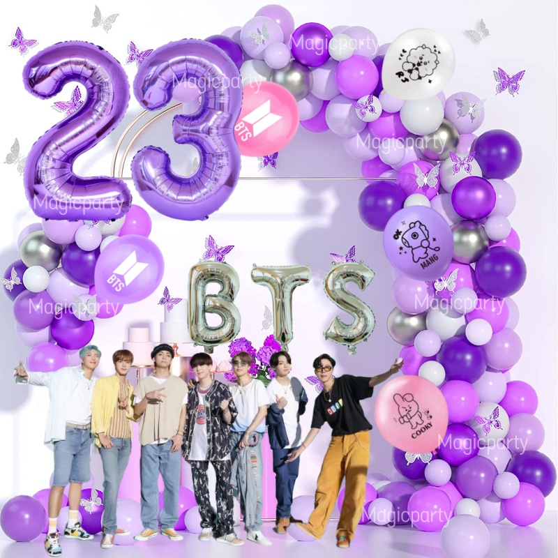 BTS Balloon Balloon BT21 Cooky RJ Purple 32inch 15-25th Number Balloons ...