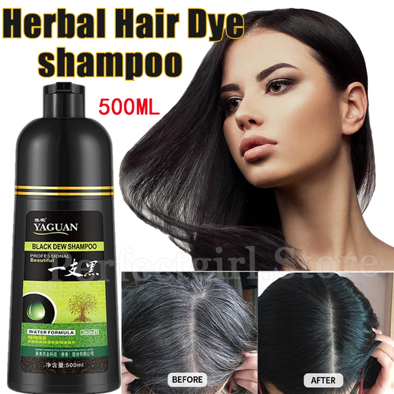 HH 500ml Herbal Hair Dye Shampoo White Hair into Black Hair Blackening ...