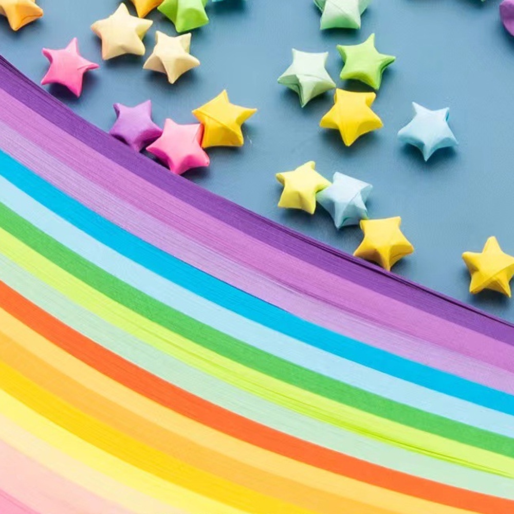 540 Sheets Origami Stars Papers Lucky Colorful Star Strips 27 Colors ...
