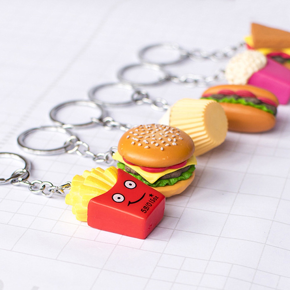 Simulated Food Keychain Cartoon Popcorn French Fries Burger Student ...