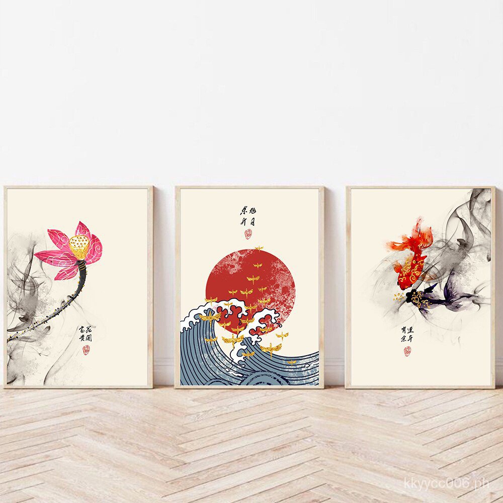 Hokusai The Great Wave with Rise Sun Exhibition Poster Vintage Japanese ...