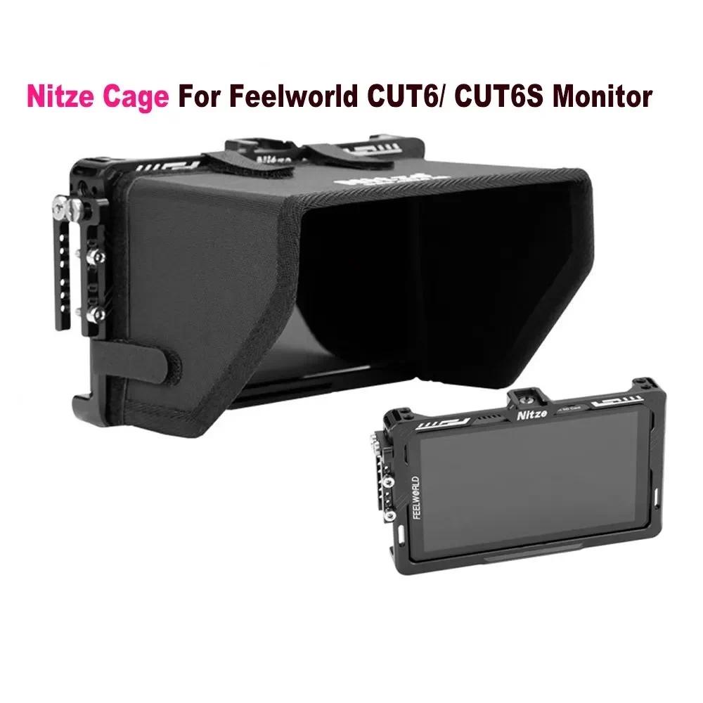 Nitze Cage for Feelworld CUT6/ CUT6S Monitor with Sunhood Built in Cold ...