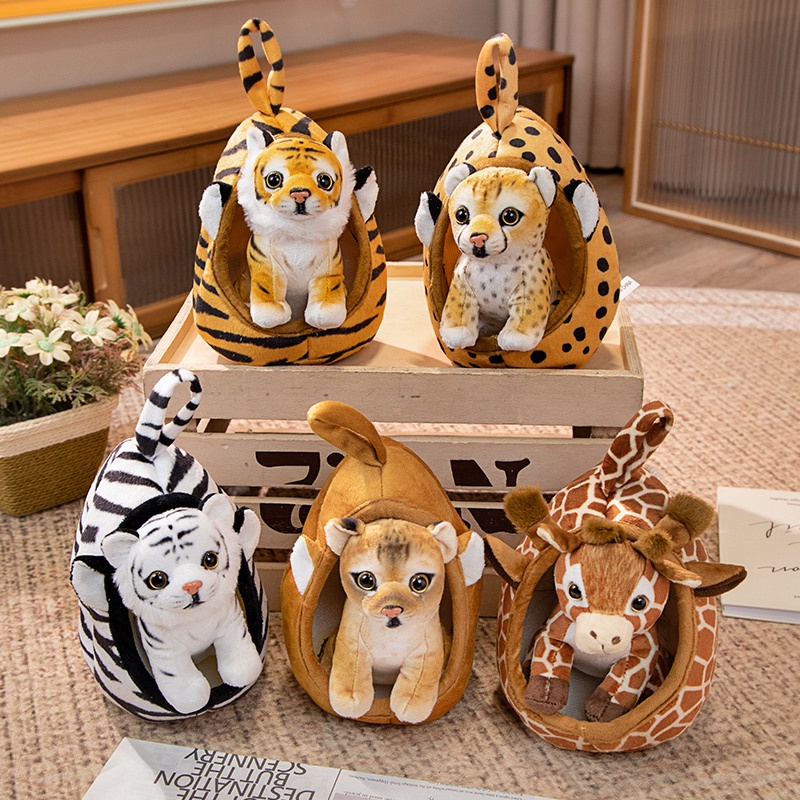 Creative Funny Baby Giraffe Tiger with Cradle Plush Toys Stuffed ...