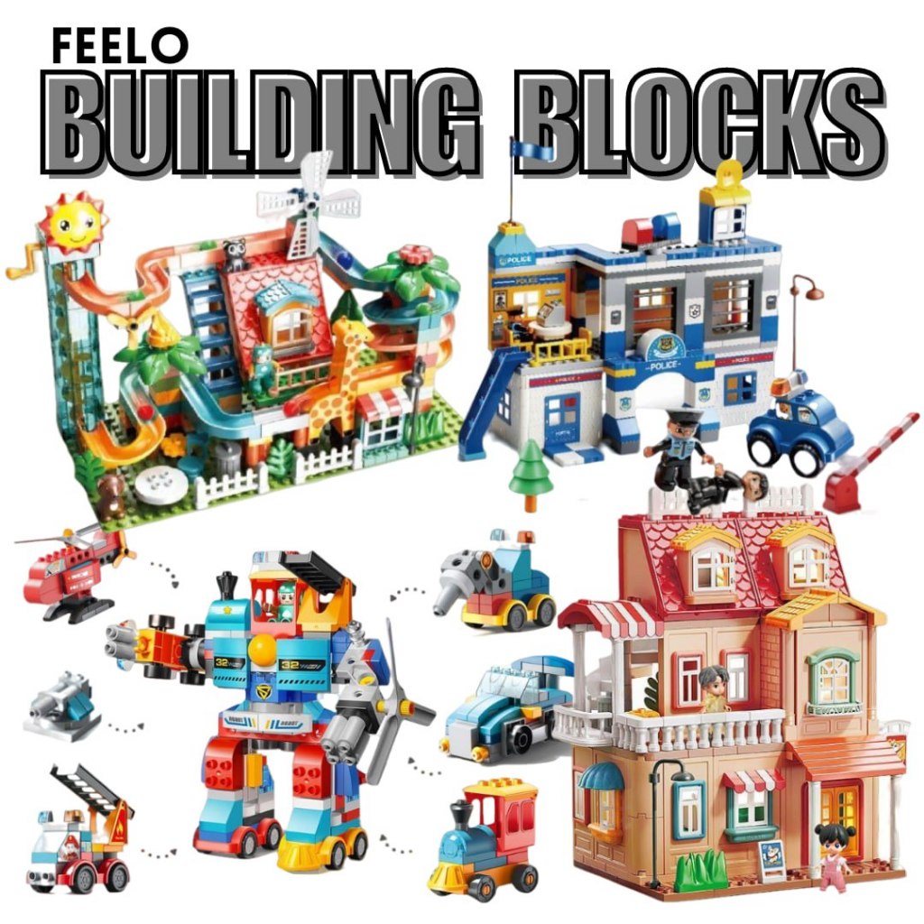 BYJ FEELO Large Size Blocks Building Set Police Station Architect Villa ...