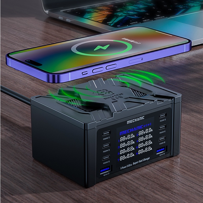 MECHANIC V-Power 8 Ultra 8 Max Multi-port Super Fast Charger with QC3.0 ...